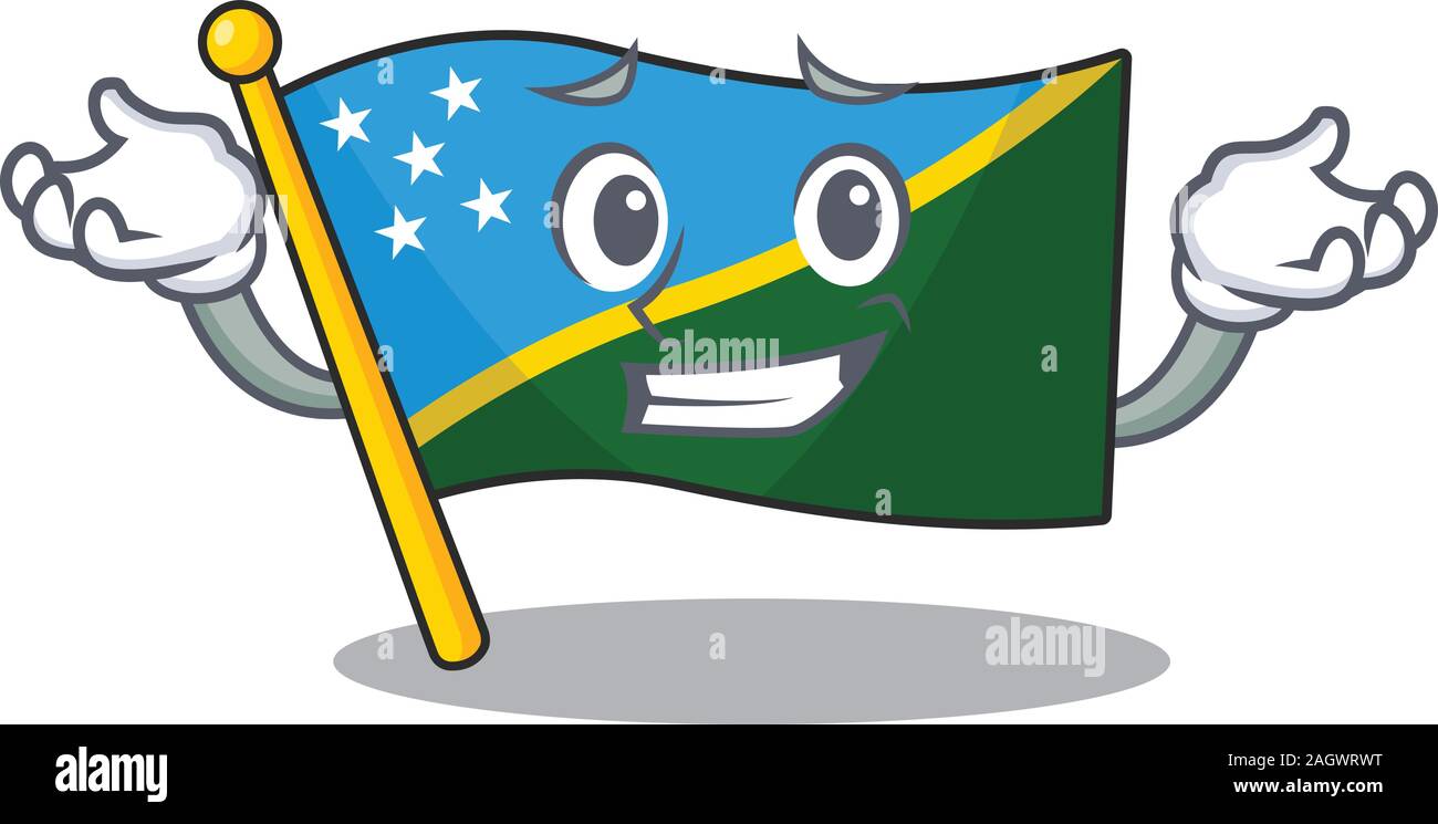 Cute and Cool Grinning flag solomon island Scroll mascot cartoon style ...