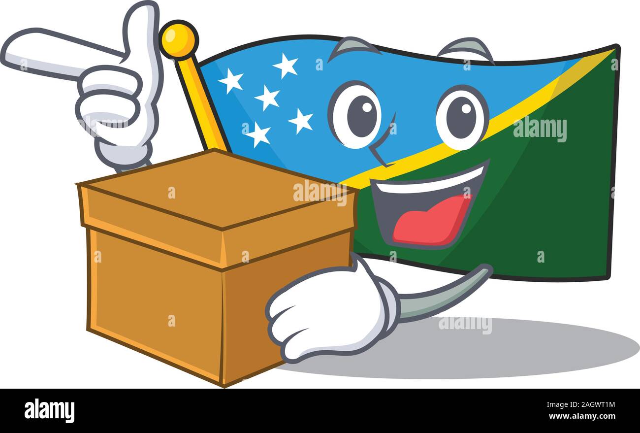 Flag solomon island Scroll cartoon character bringing a box Stock ...