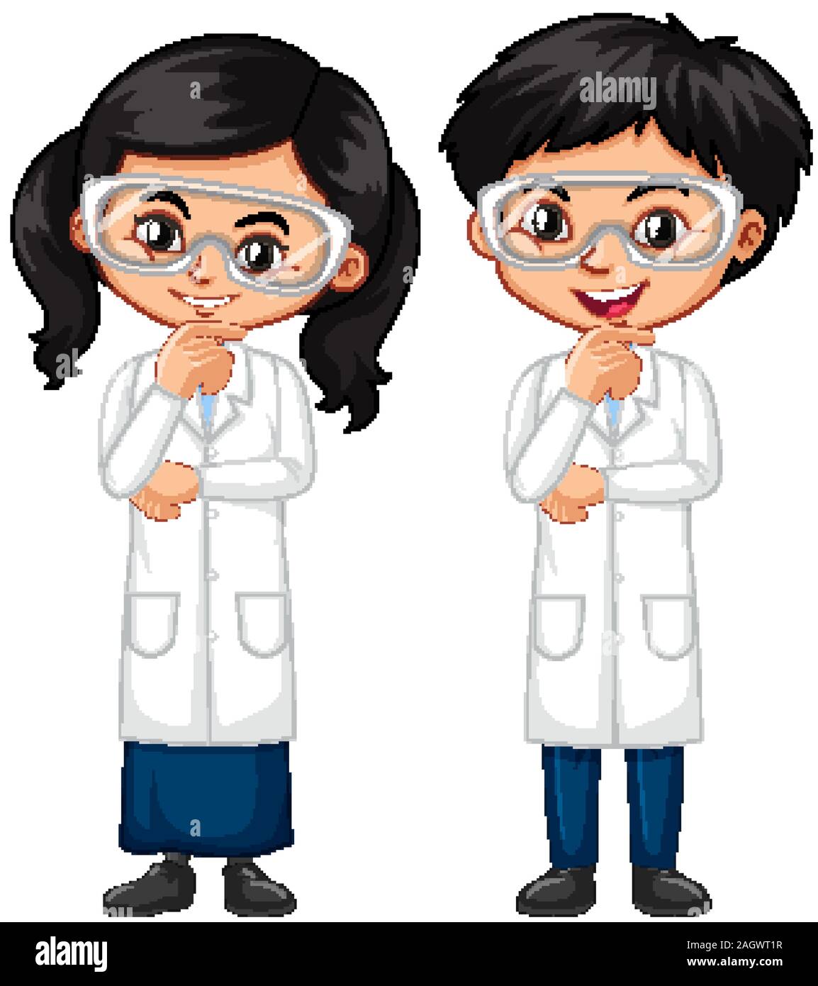 Boy and girl in science gown illustration Stock Vector Image & Art - Alamy
