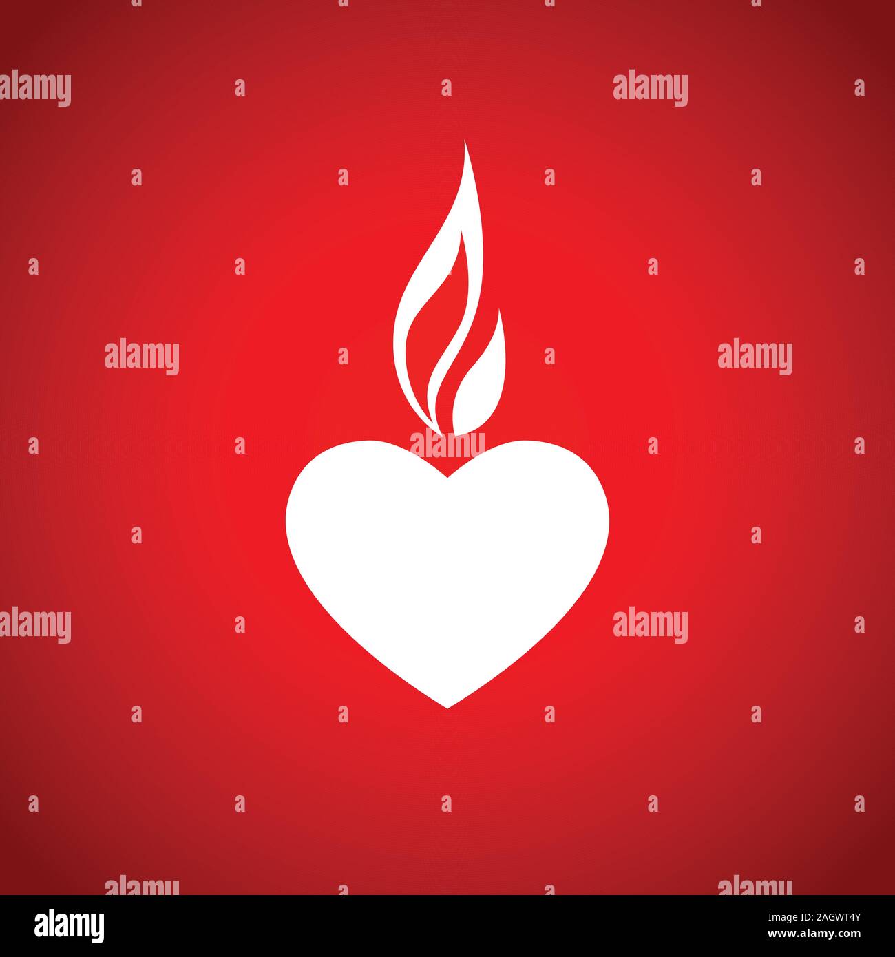 Fiery Heart in Red Background. Isolated Vector Illustration Stock ...