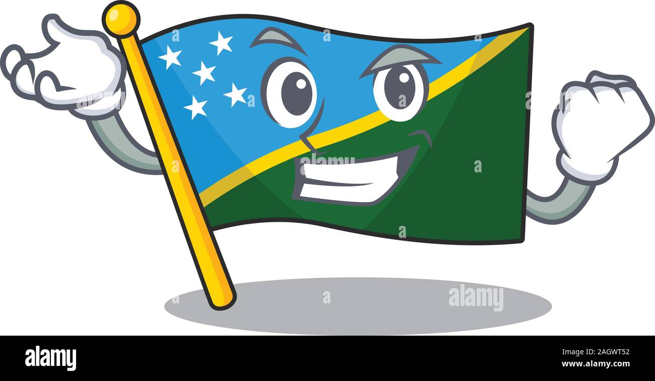 Happy confident Successful flag solomon island Scroll cartoon character ...