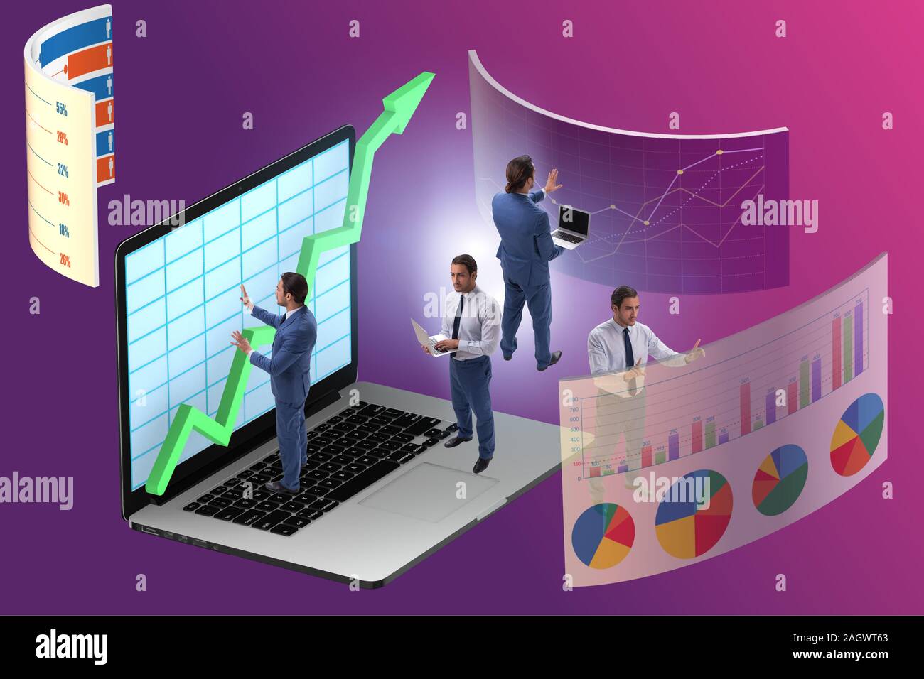 The trader working in technical visualization environment Stock Photo ...