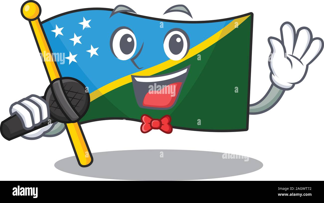Cute cartoon Singing flag solomon island Scroll with a microphone Stock ...