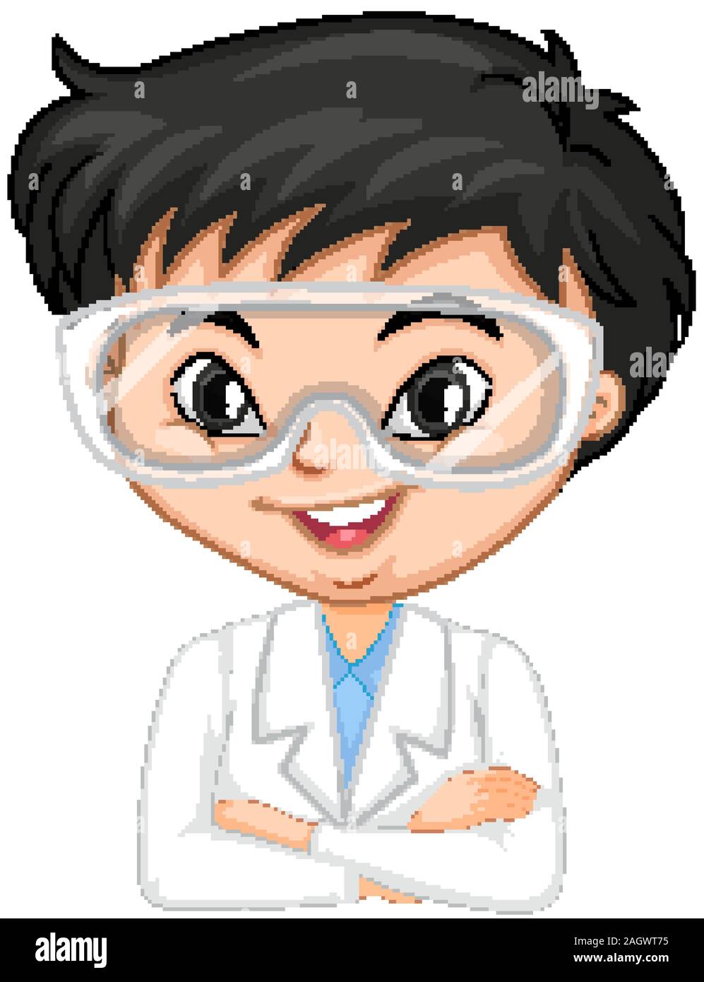 Boy in science gown on isolated background illustration Stock Vector ...
