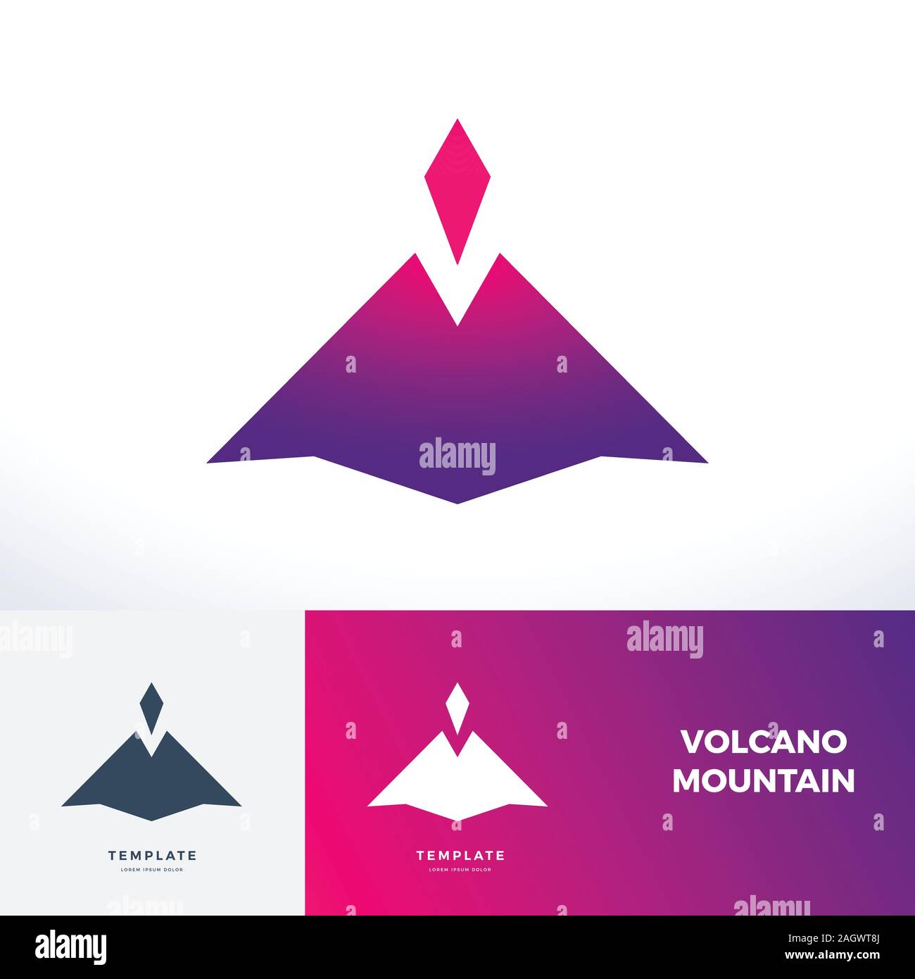 Abstract sign of Purple Volcano Mountain. Isolated Vector Illustration ...