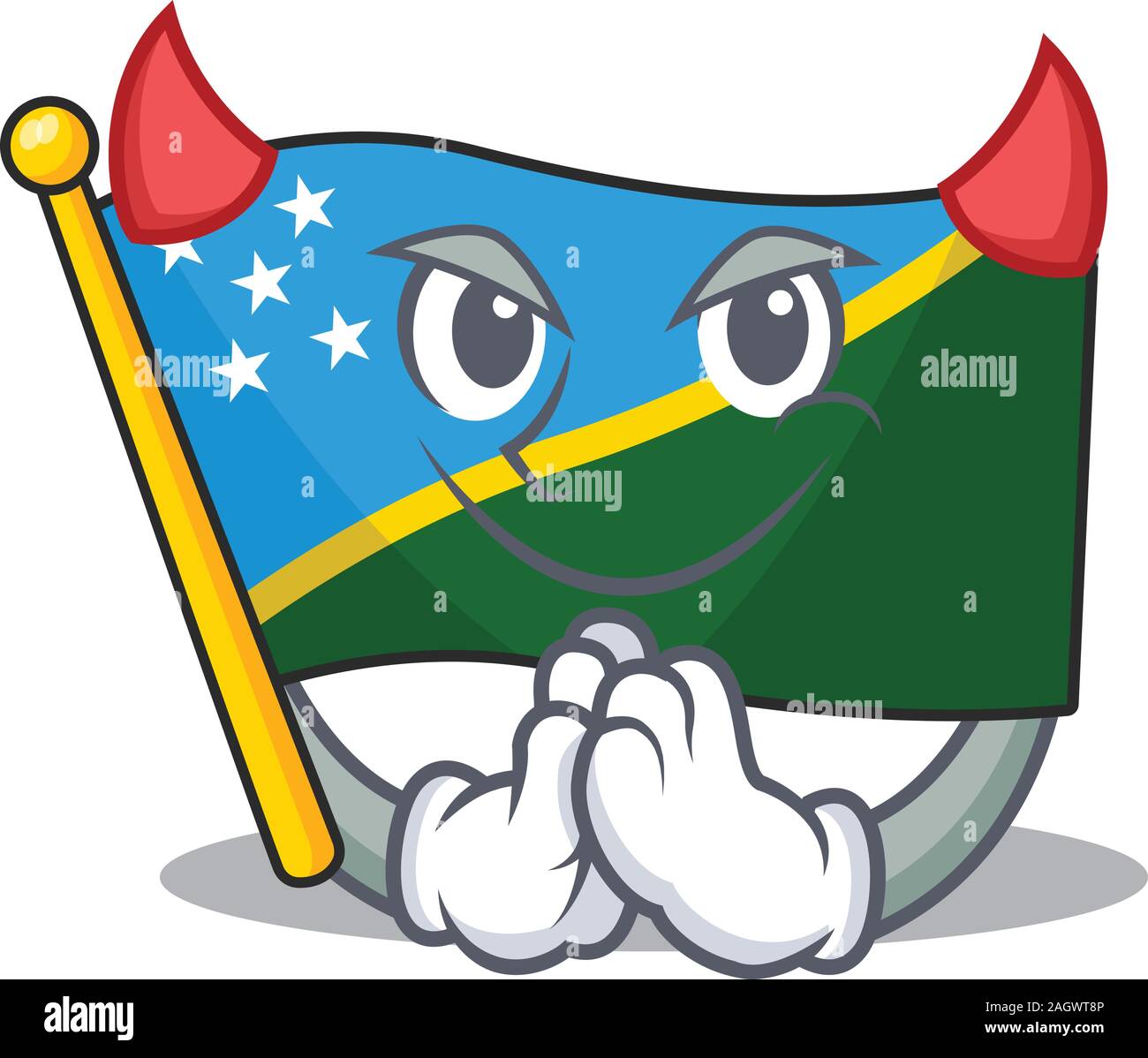 Devil Cartoon character of flag solomon island Scroll design Stock ...
