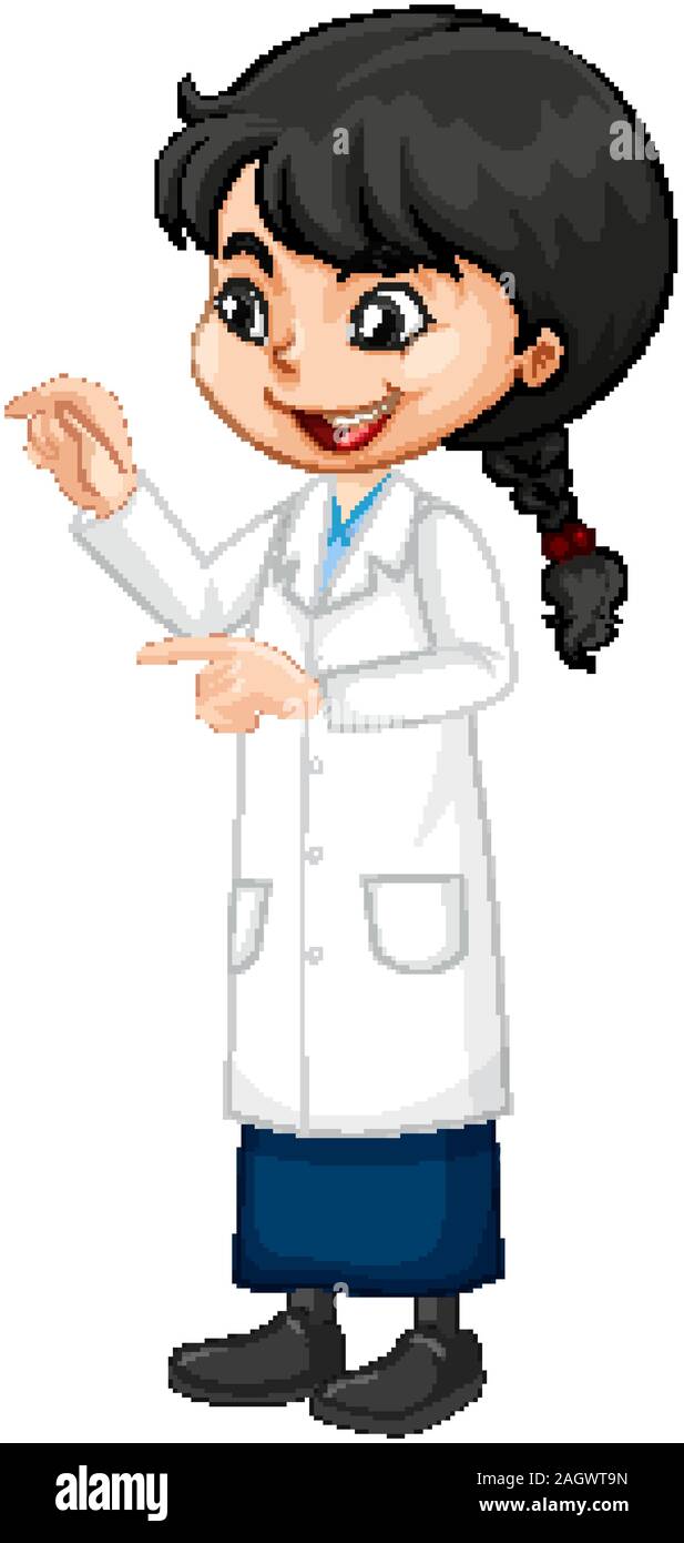 Girl in science gown on white background illustration Stock Vector ...