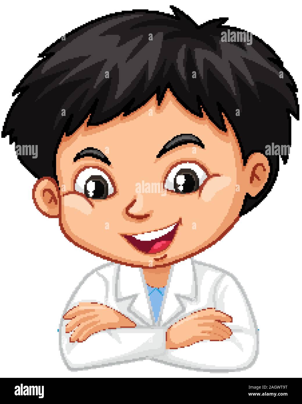 Boy in science gown on white background illustration Stock Vector Image ...