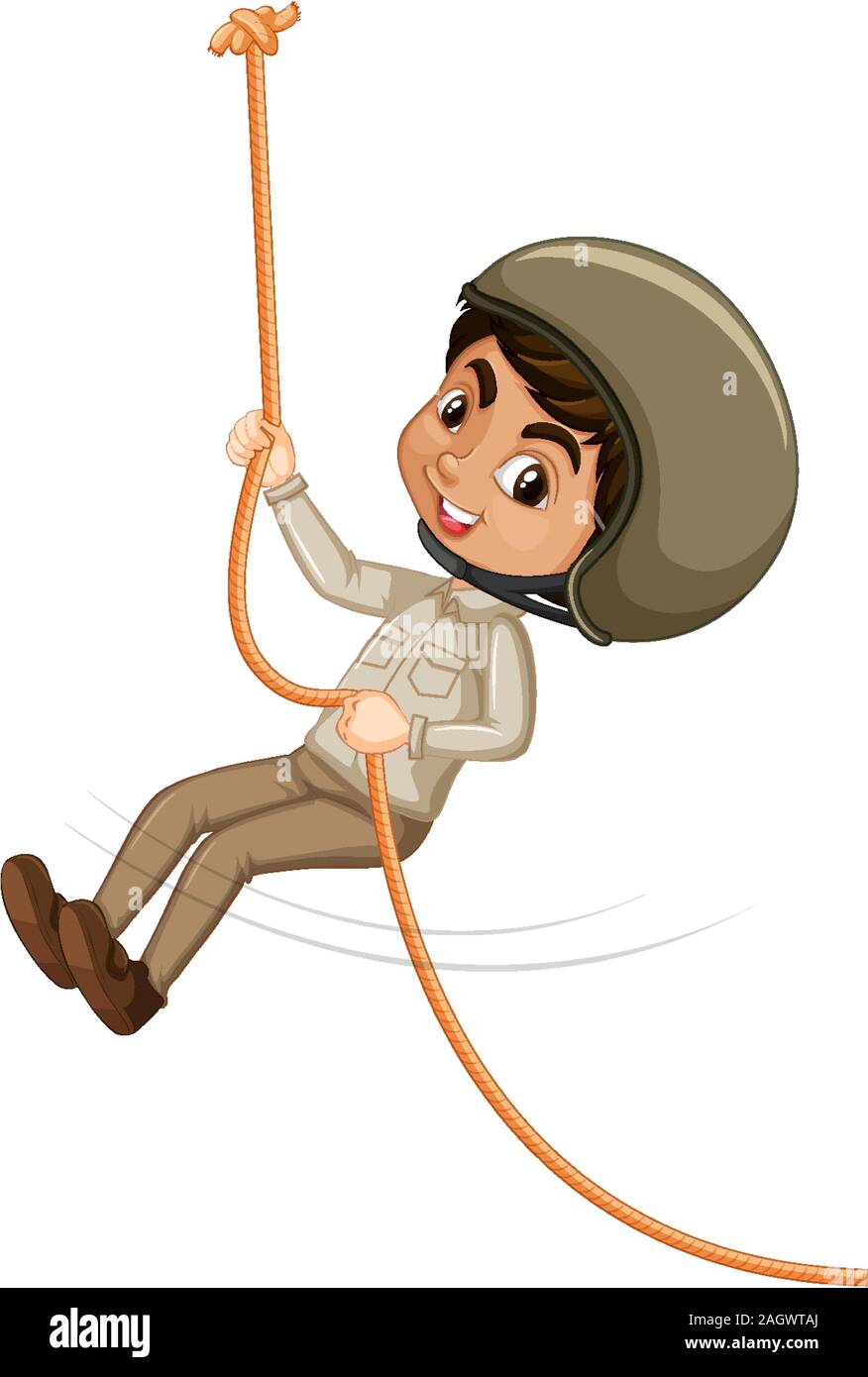 Boy climbing rope on white background illustration Stock Vector Image ...