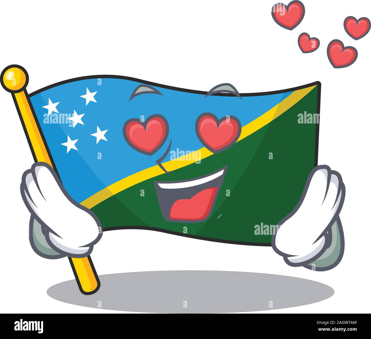 falling In love cute flag solomon island Scroll cartoon mascot design ...
