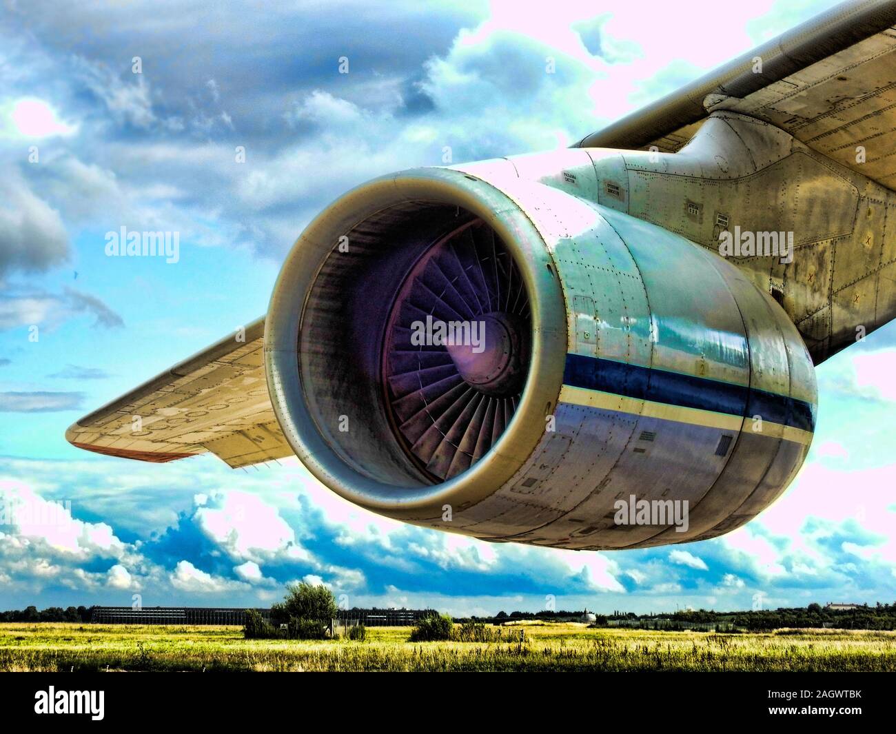 A closeup view of a huge aircraft engine Stock Photo - Alamy