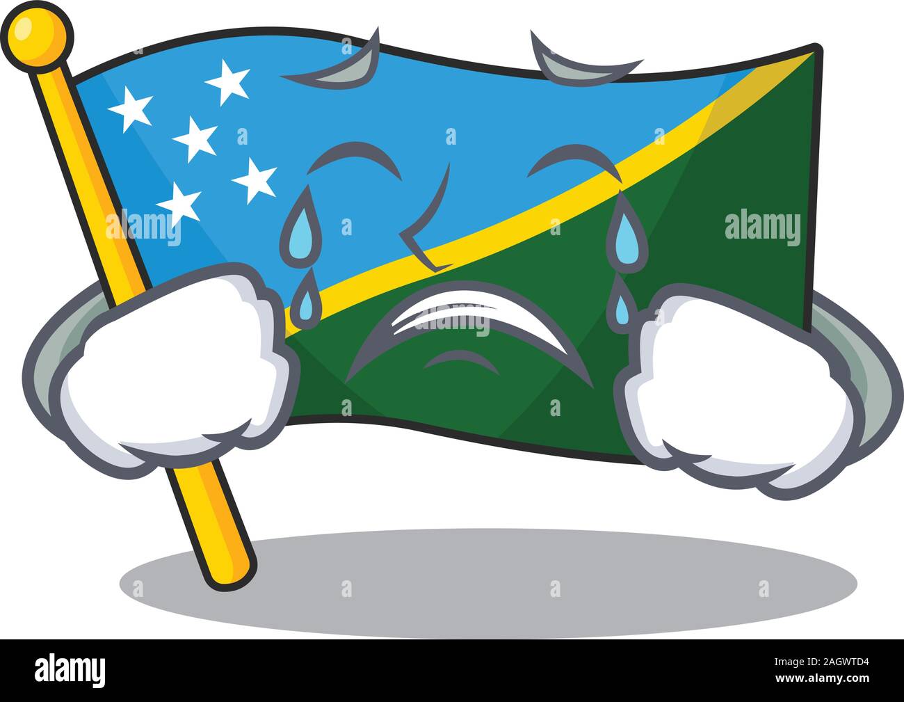 Sad Crying flag solomon island Scroll cartoon character design Stock ...