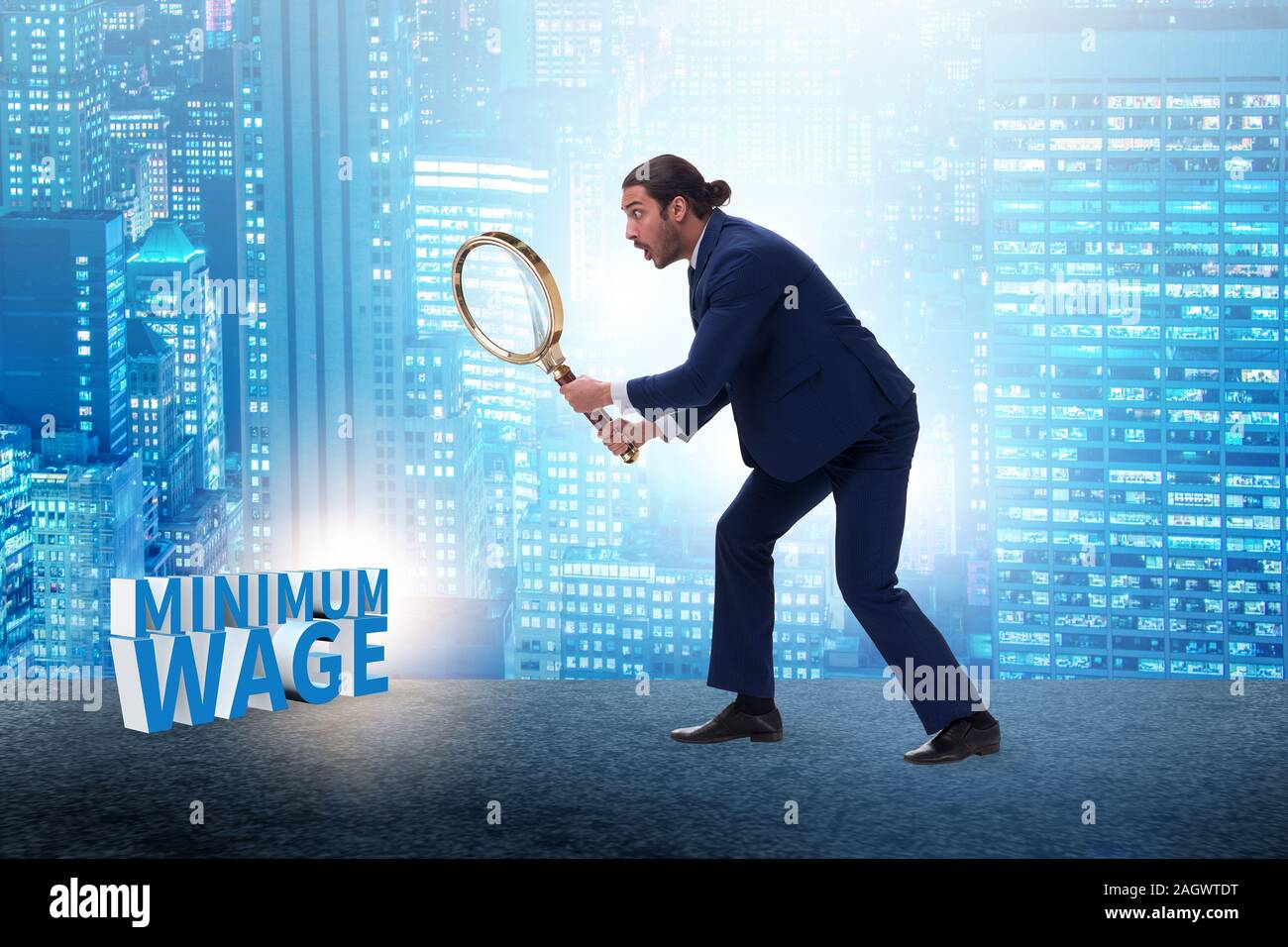 The concept of minimum wage with businessman Stock Photo - Alamy