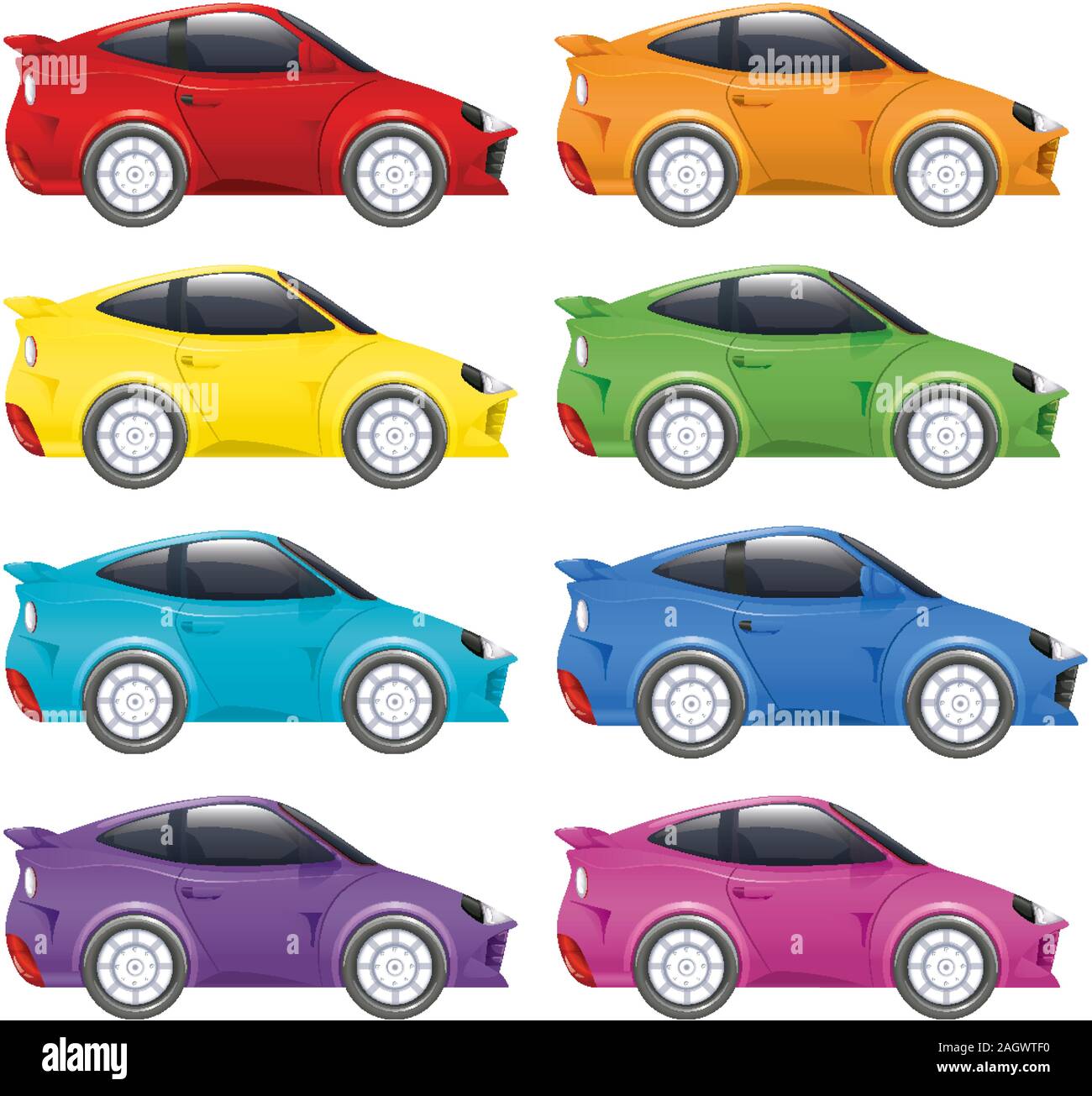 Set of racing cars in different colors illustration Stock Vector Image ...