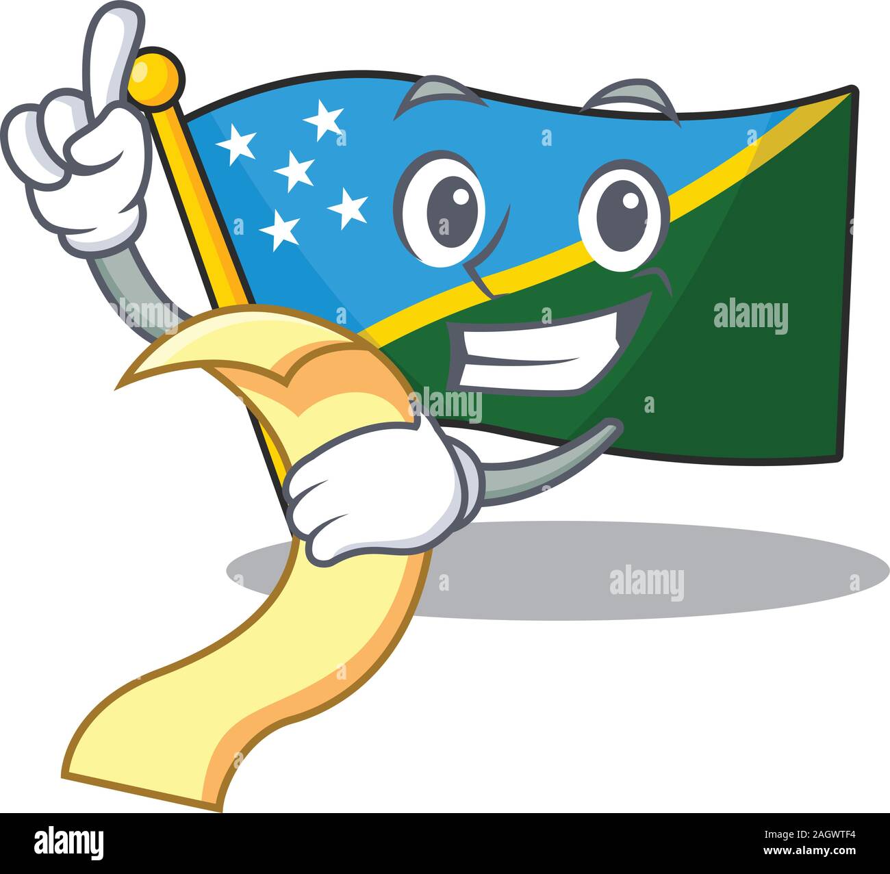 Flag solomon island Scroll cartoon character holding menu ready to ...