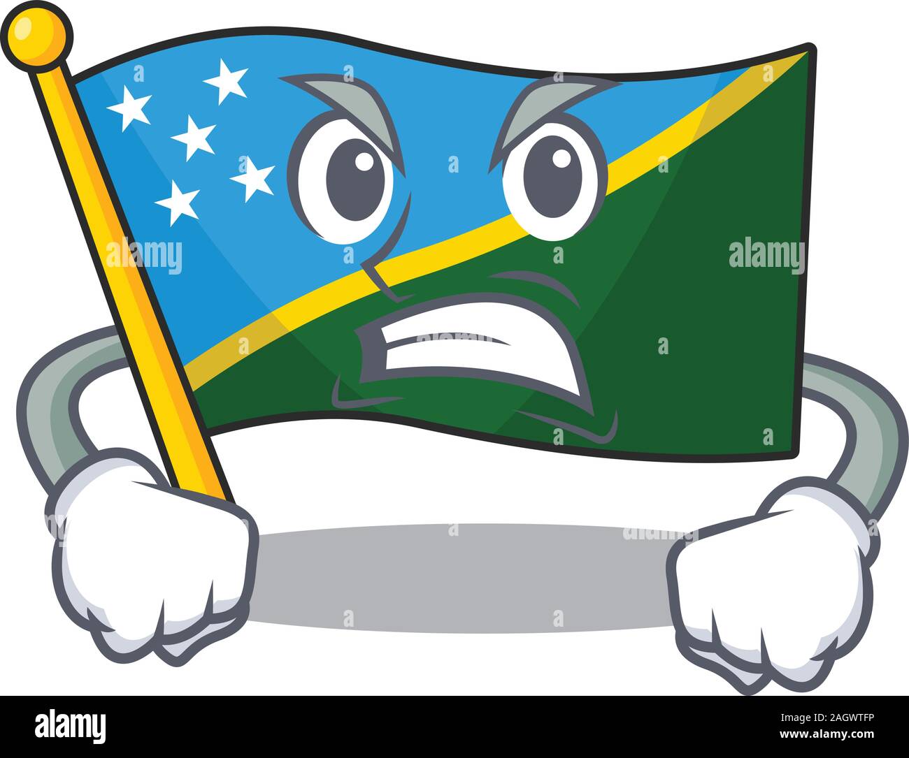 angry face flag solomon island Scroll cartoon character design Stock ...