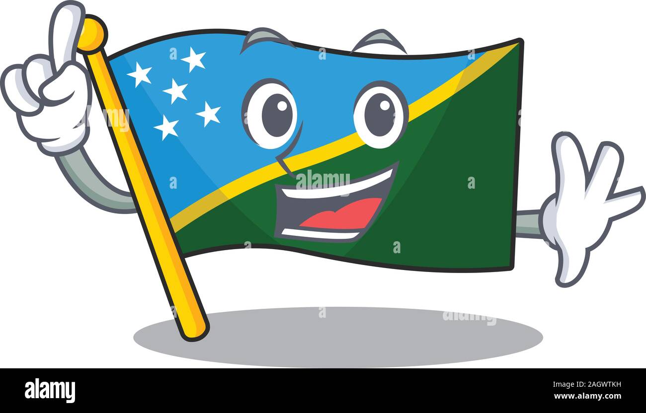 One Finger flag solomon island Scroll in mascot cartoon character style ...
