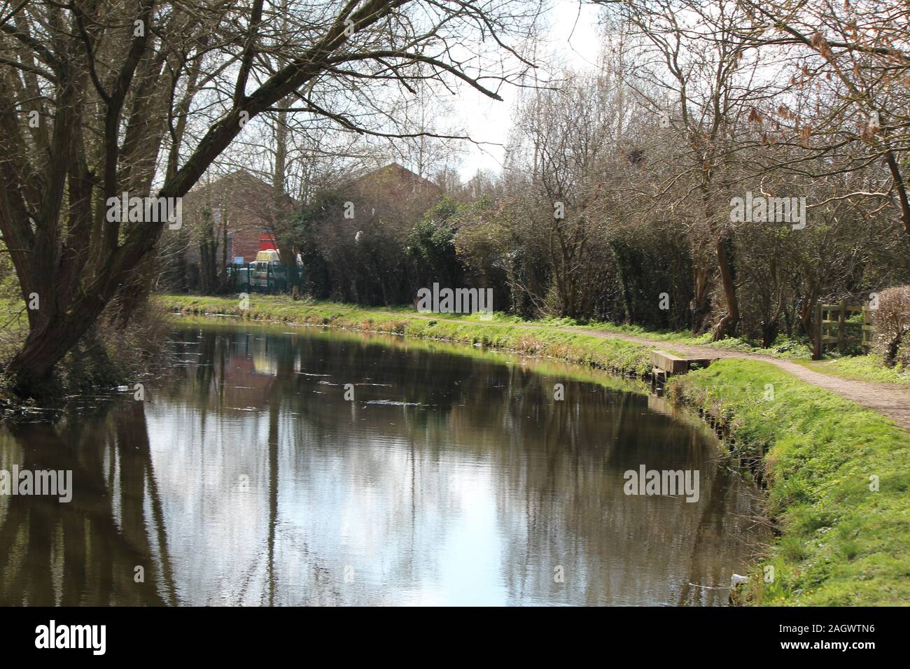 A typical British canal landscape Stock Photo - Alamy