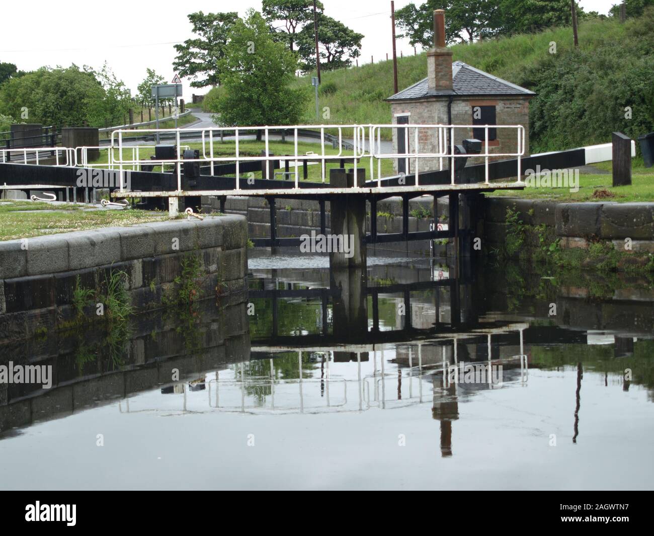 A typical British canal landscape Stock Photo - Alamy