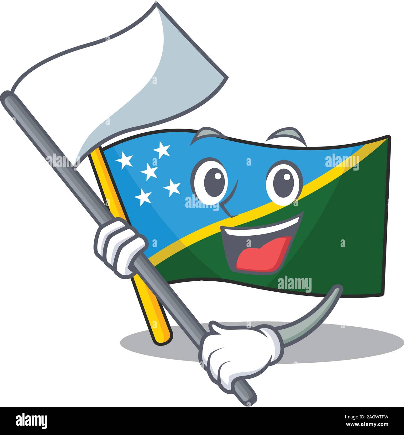 cute flag solomon island Scroll cartoon character style with standing ...