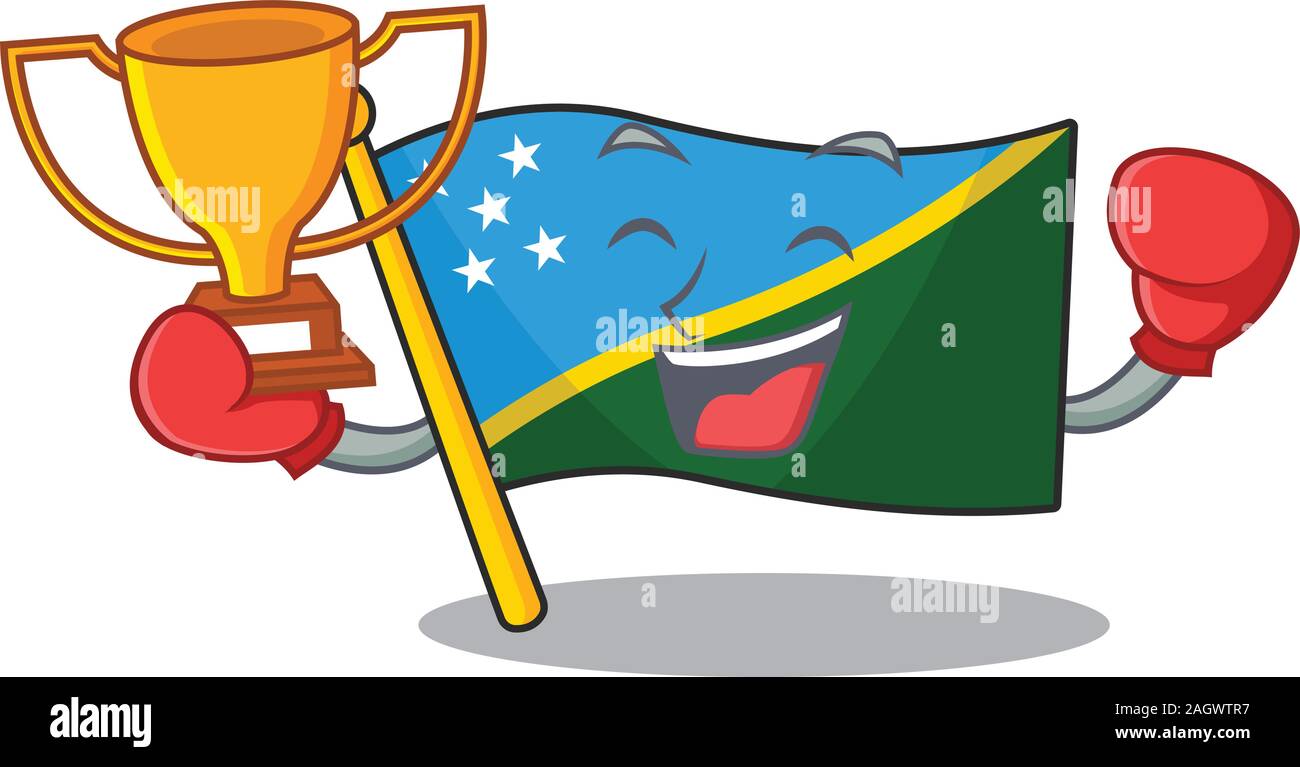 Super cool Boxing winner flag solomon island Scroll in mascot cartoon ...