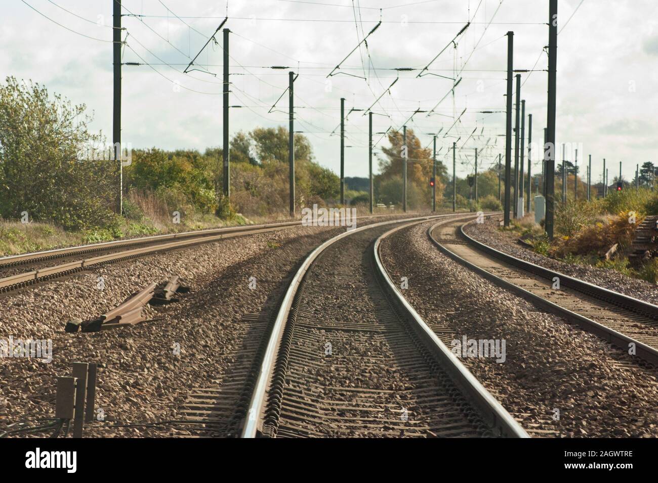 A railway line leading into the distance Stock Photo - Alamy