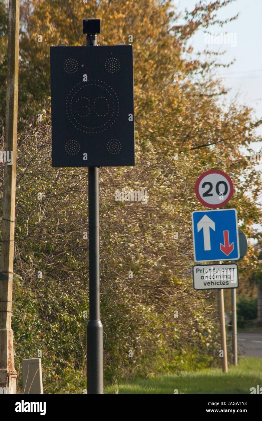 An LED warning sign, in the United Kingdom, on one of the main roads to ...