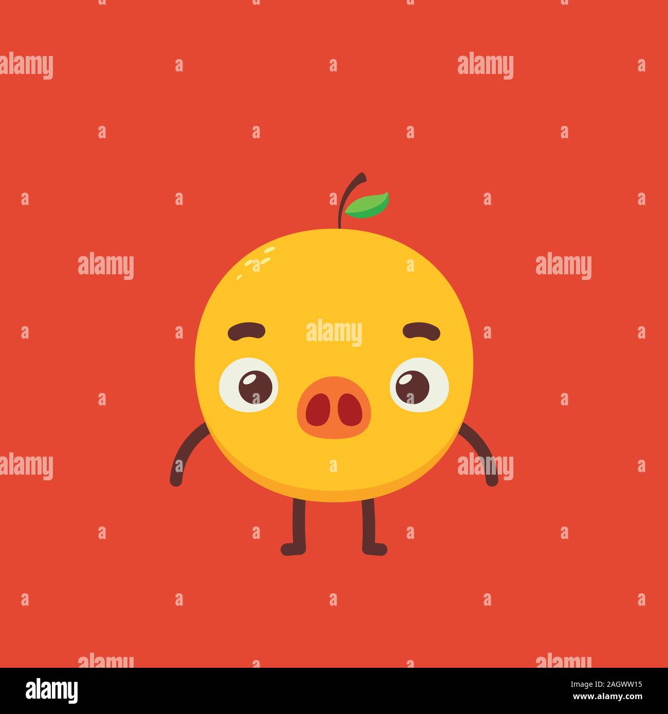 Orange Mascot with a Pig Nose. Isolated Vector Illustration Stock ...