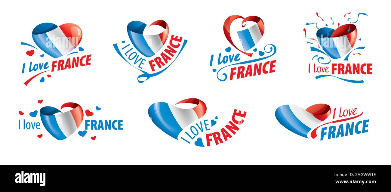The national flag of the France and the inscription I love France ...