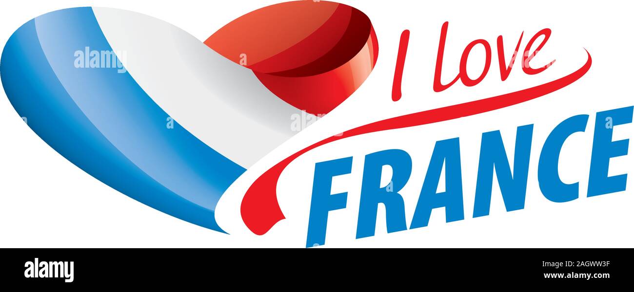The national flag of the France and the inscription I love France ...
