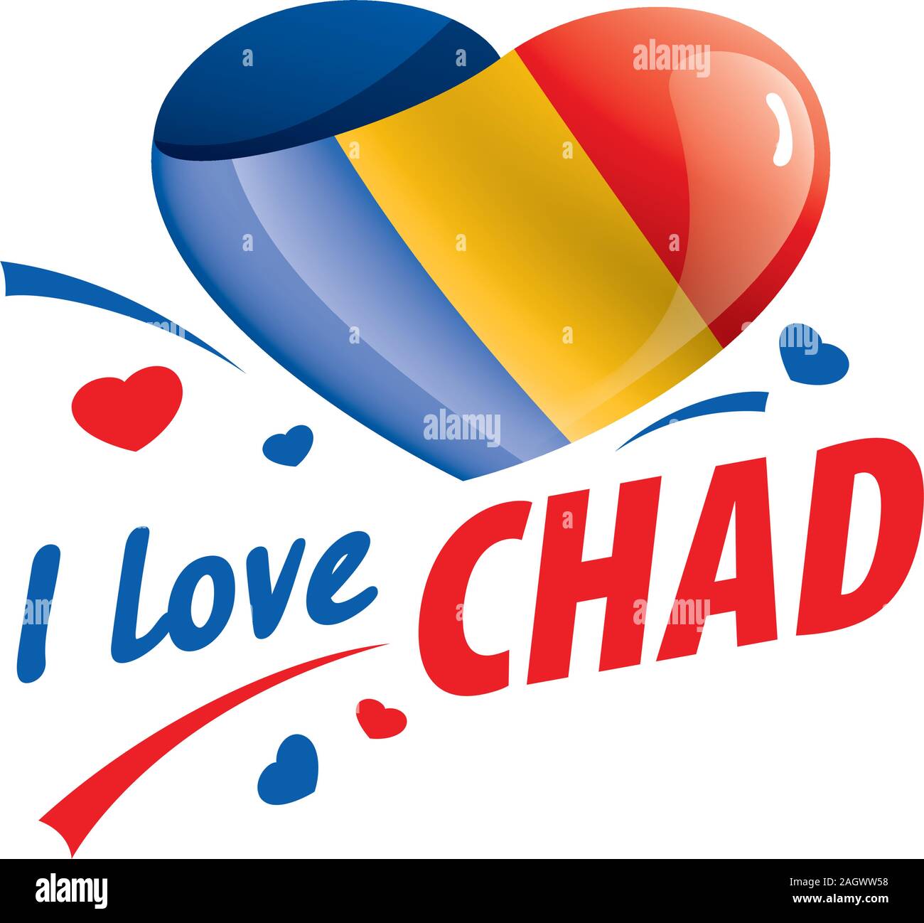 The national flag of the Chad and the inscription I love Chad. Vector ...