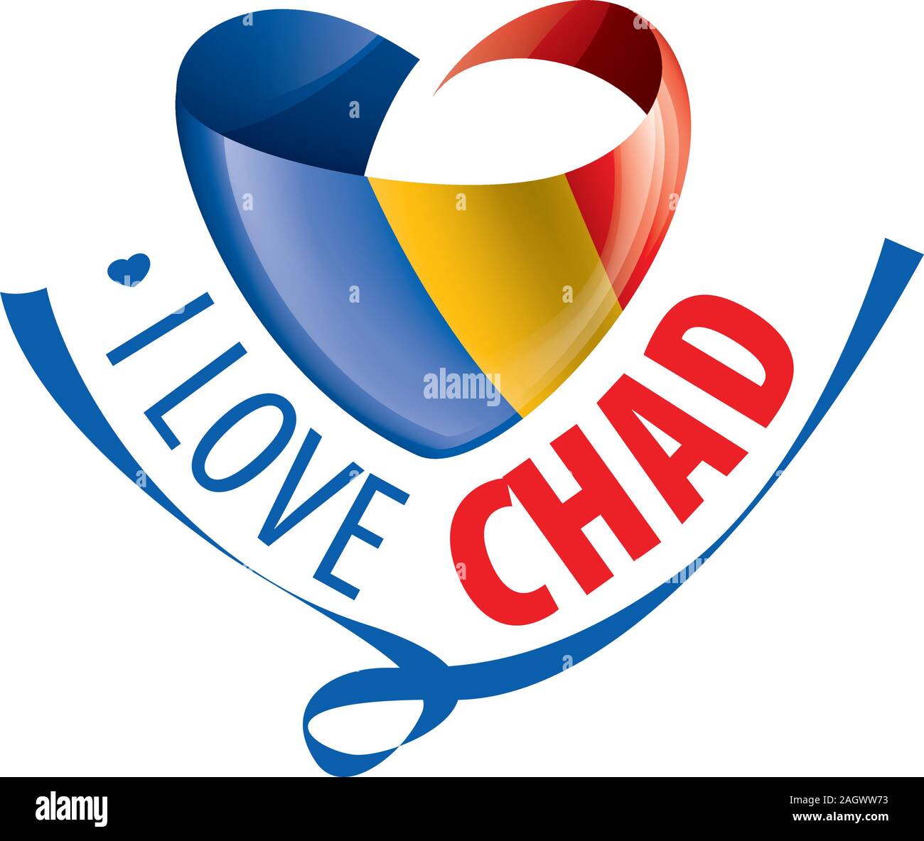 The national flag of the Chad and the inscription I love Chad. Vector ...