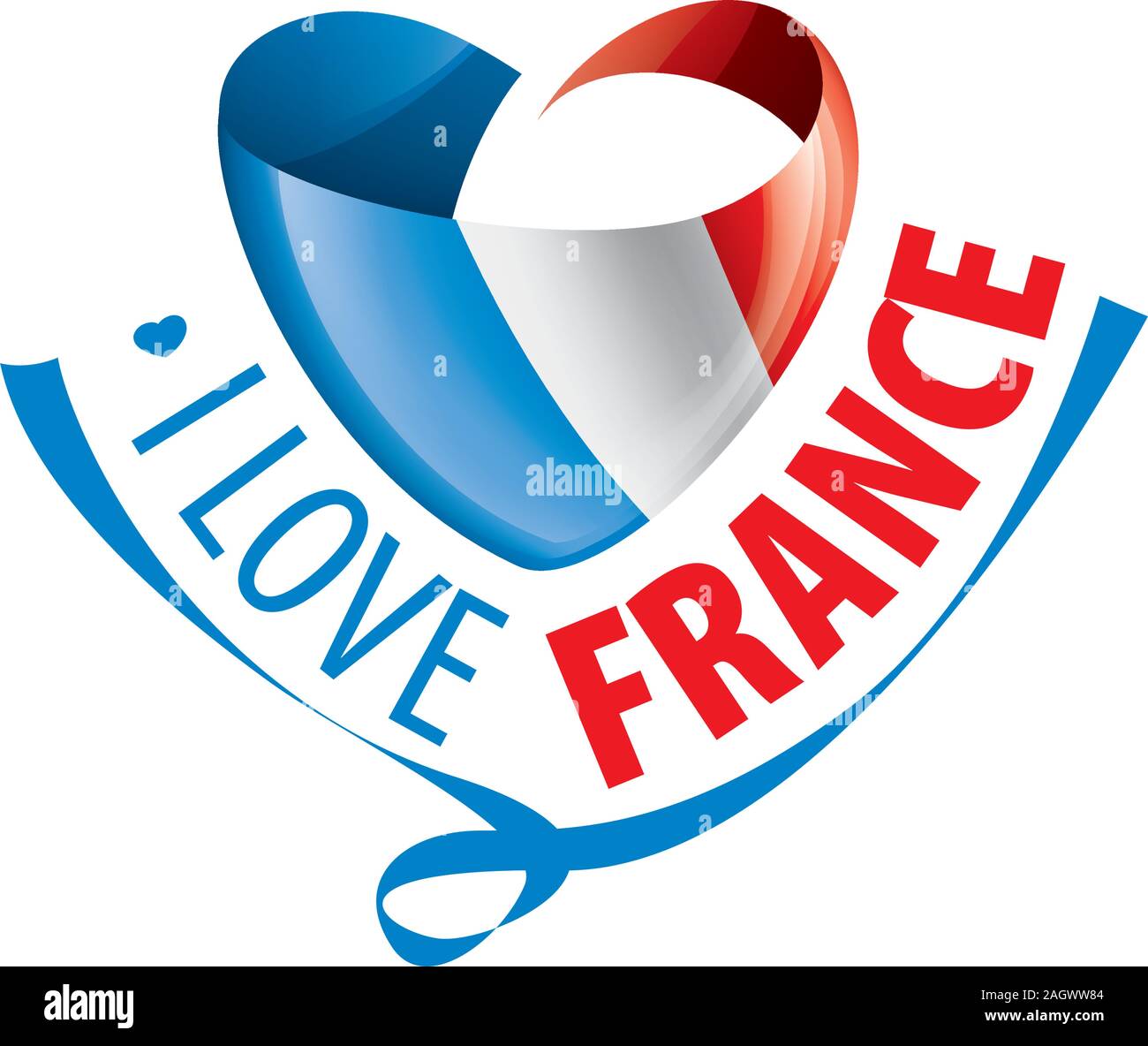 The national flag of the France and the inscription I love France ...