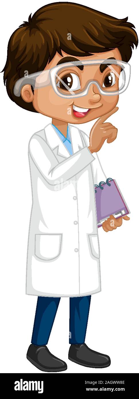 Boy in science gown on white background illustration Stock Vector Image ...