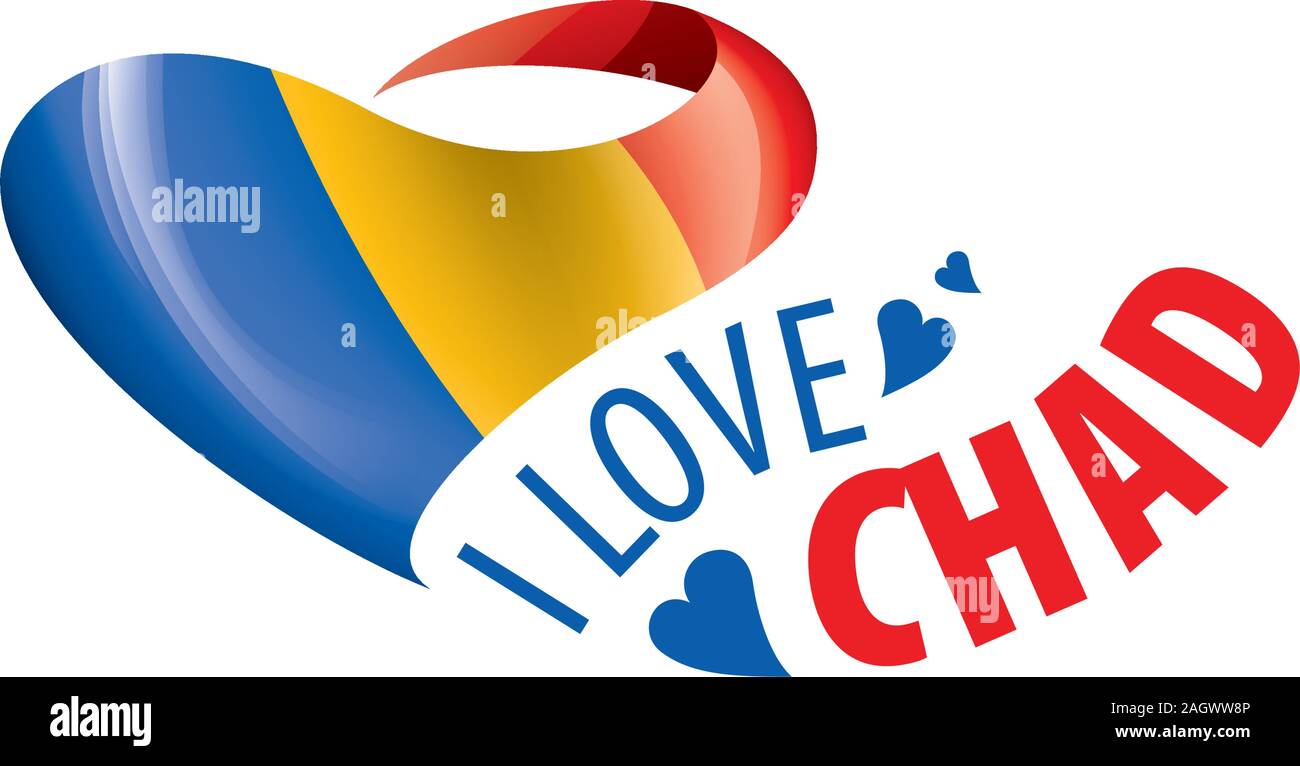 The national flag of the Chad and the inscription I love Chad. Vector ...