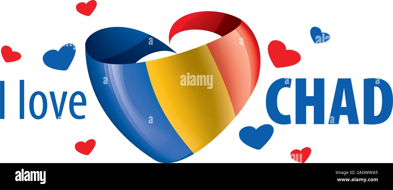 The national flag of the Chad and the inscription I love Chad. Vector ...