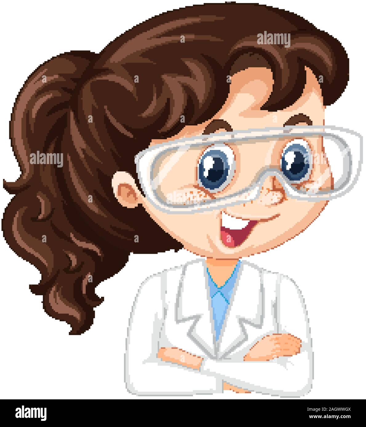 Girl in science gown on isolated background illustration Stock Vector ...