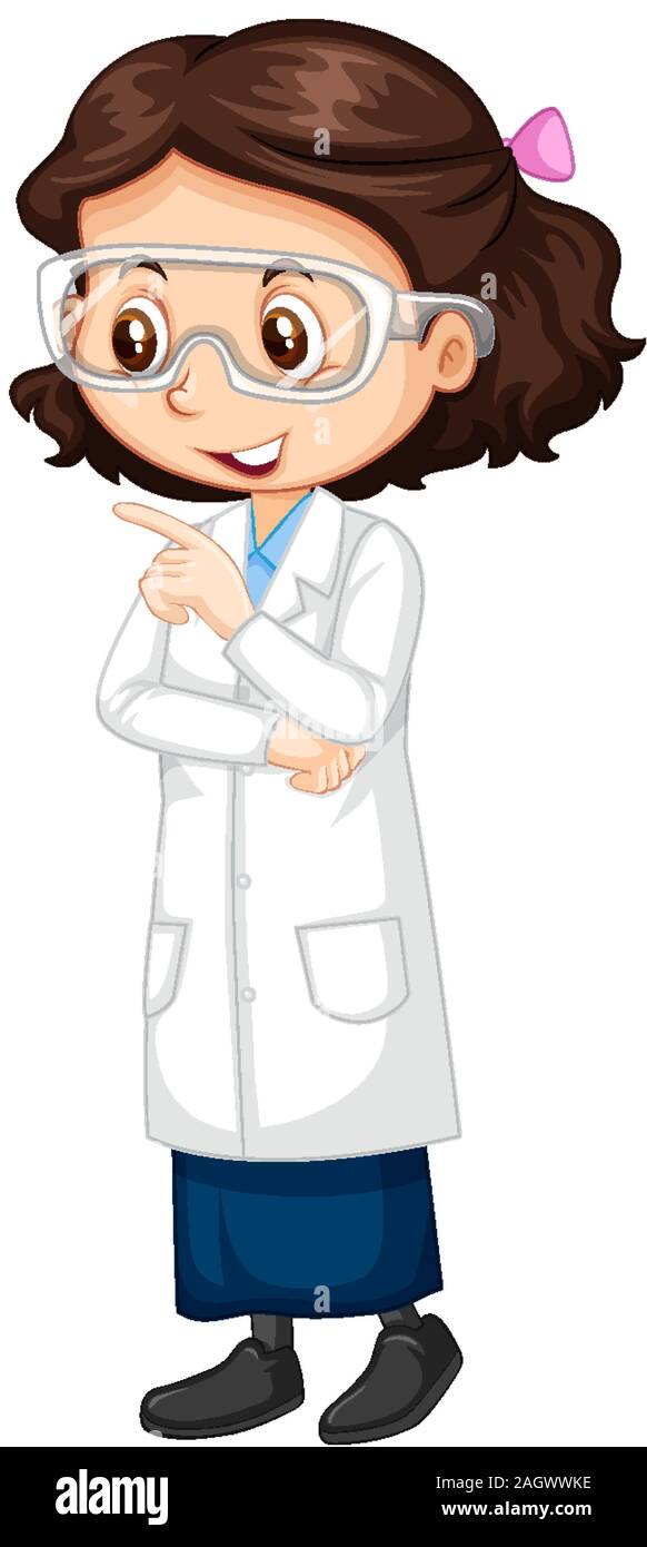 Girl in science gown on white background illustration Stock Vector ...