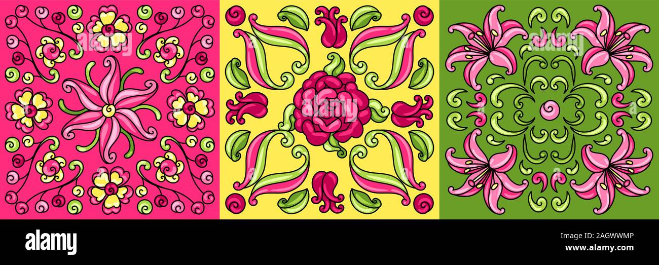 Mexican talavera ceramic tile pattern with flowers Stock Vector Image ...