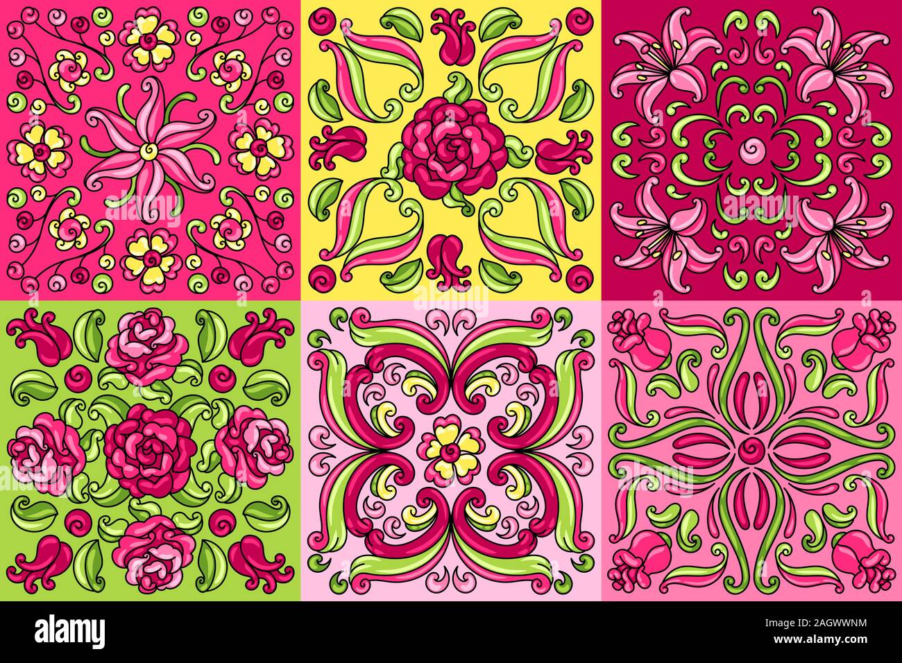 Mexican talavera ceramic tile pattern with flowers Stock Vector Image ...
