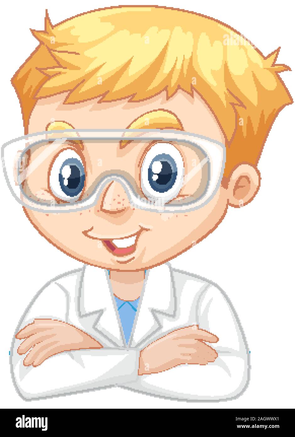 Boy in science gown on isolated background illustration Stock Vector ...
