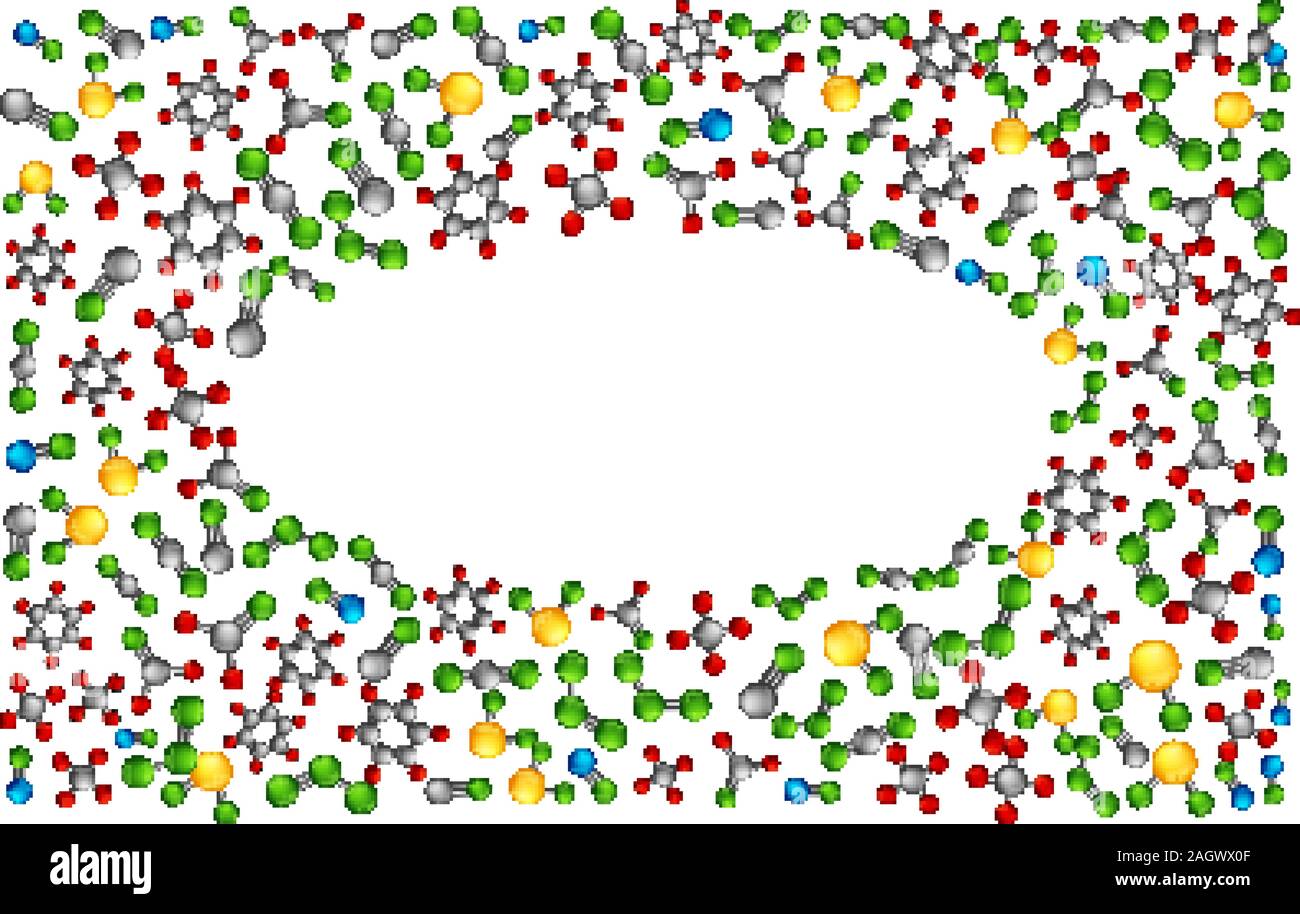 Frame design with different molecules of air pollution illustration ...