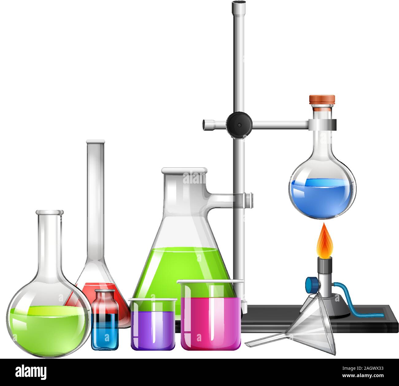 Science equipments on white background illustration Stock Vector Image ...