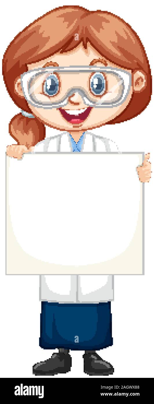 Girl wearing science gown on white background illustration Stock Vector ...