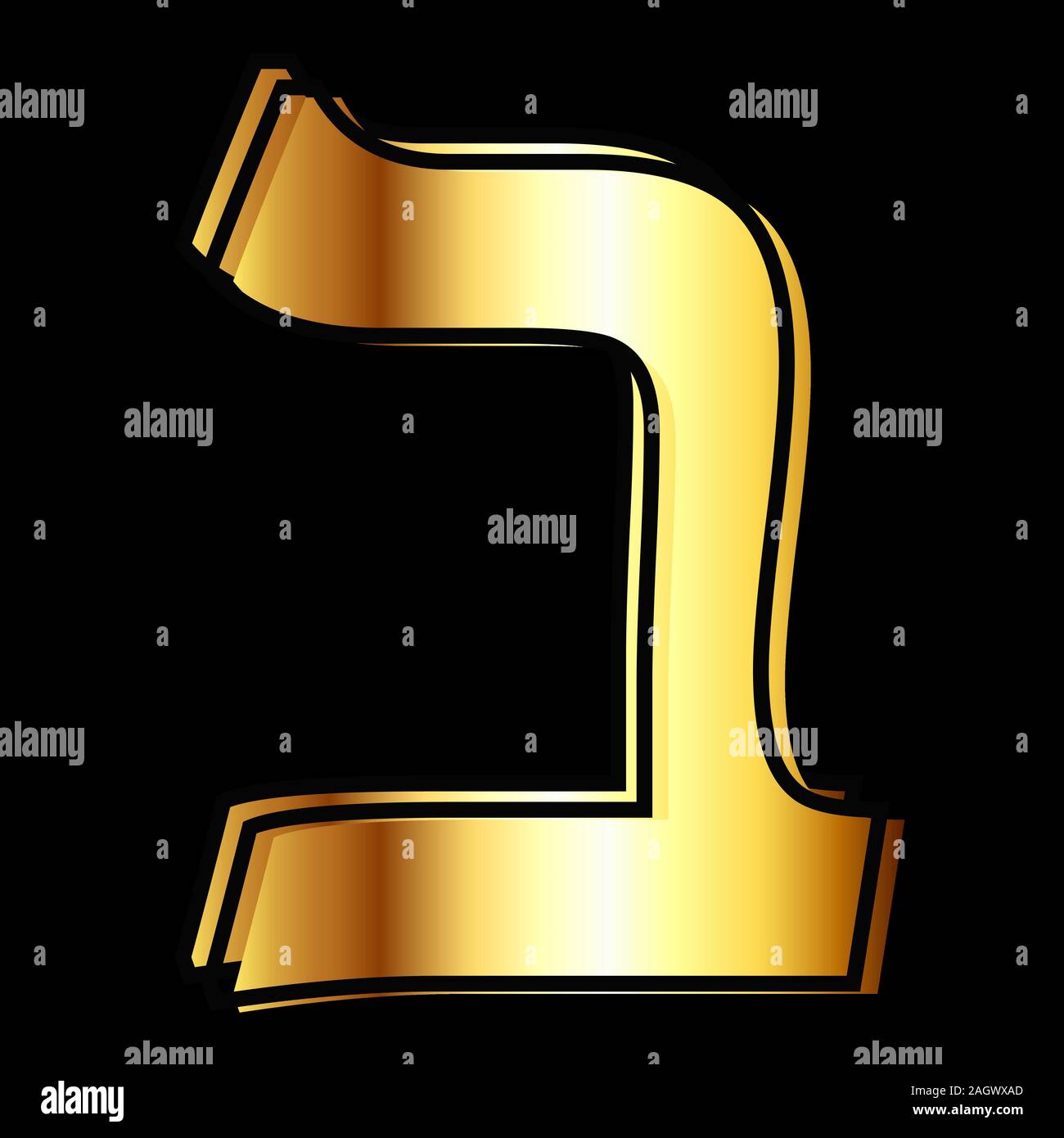 Beautiful golden Hebrew alphabet. The letters Hebrew gold, the font is ...