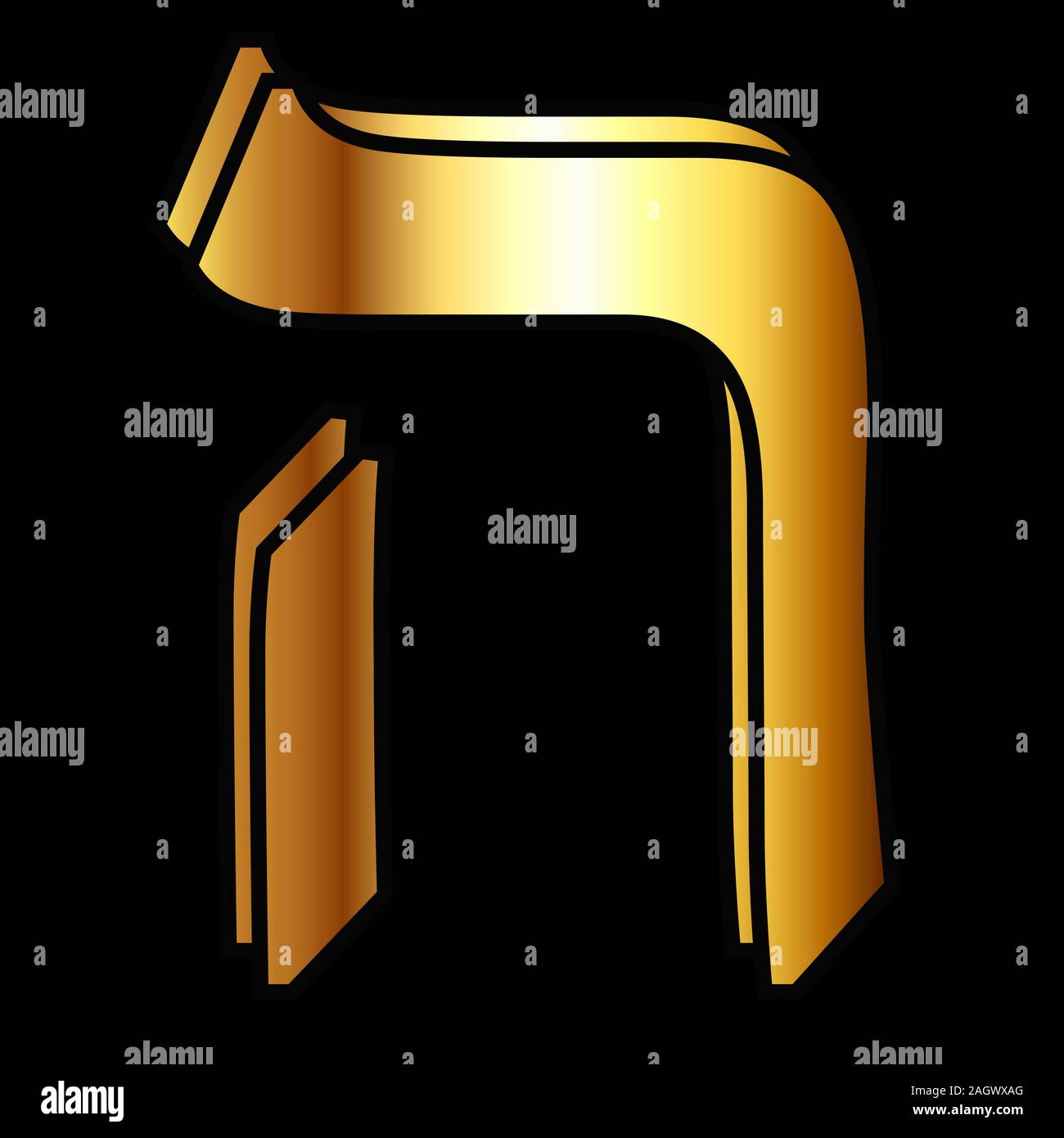 Beautiful golden Hebrew alphabet. The letters Hebrew gold, the font is ...