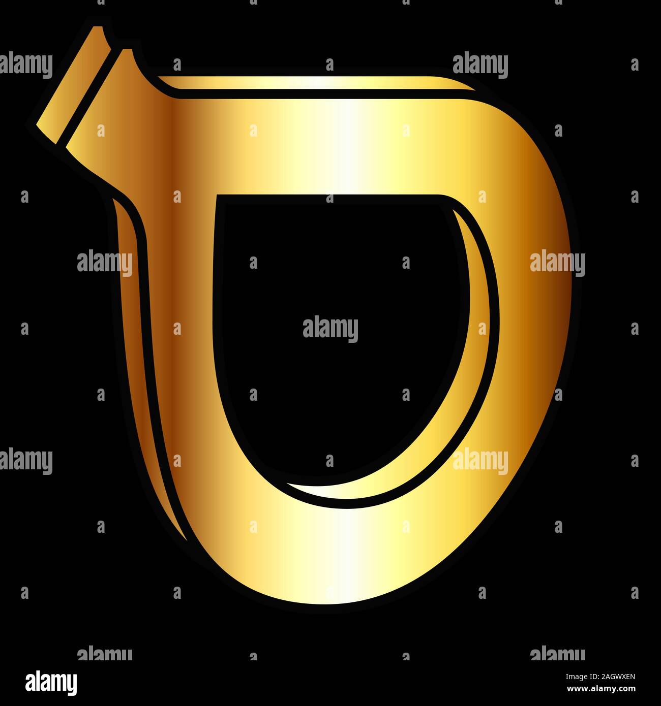 Beautiful golden Hebrew alphabet. The letters Hebrew gold, the font is ...