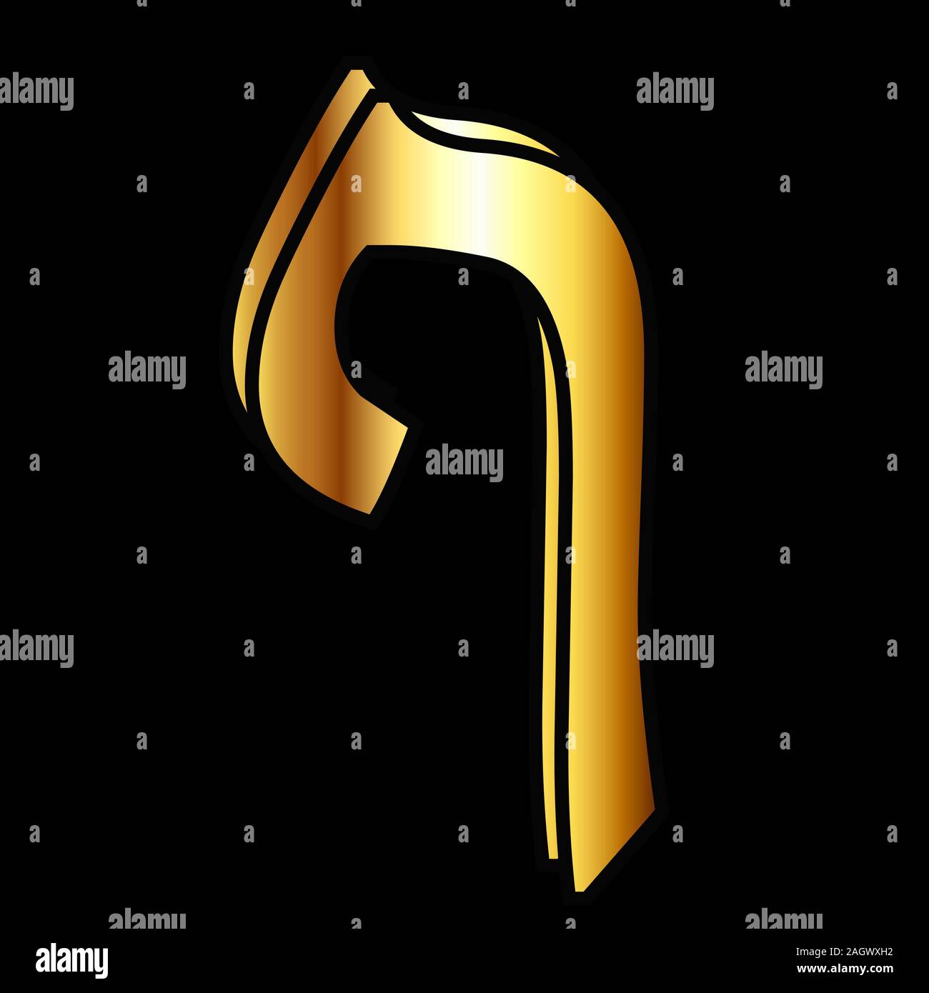Beautiful golden Hebrew alphabet. The letters Hebrew gold, the font is ...