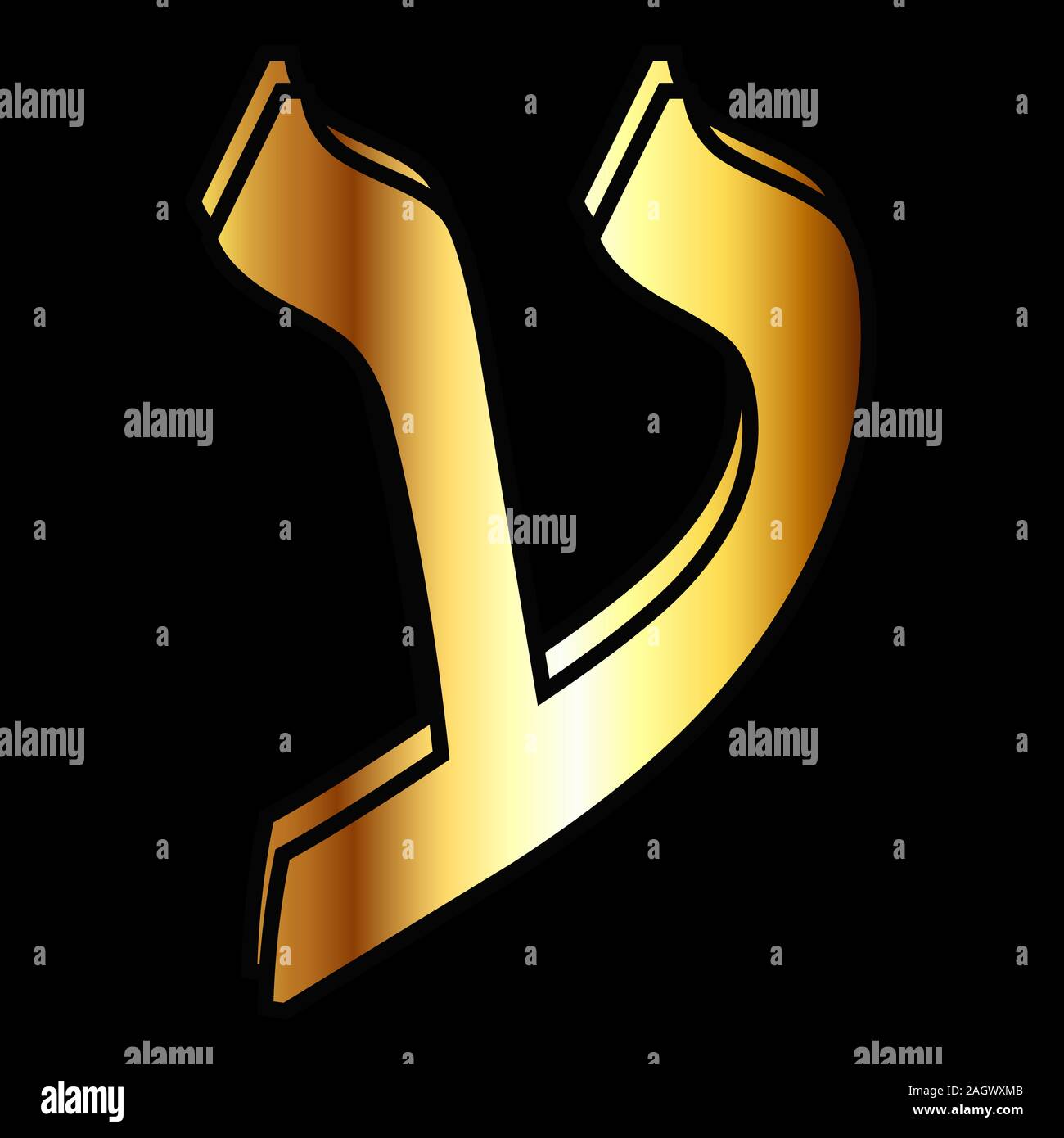 Beautiful golden Hebrew alphabet. The letters Hebrew gold, the font is ...