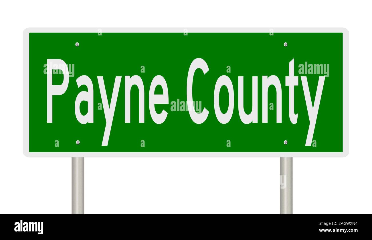 Rendering of a green 3d highway sign for Payne County Stock Photo - Alamy